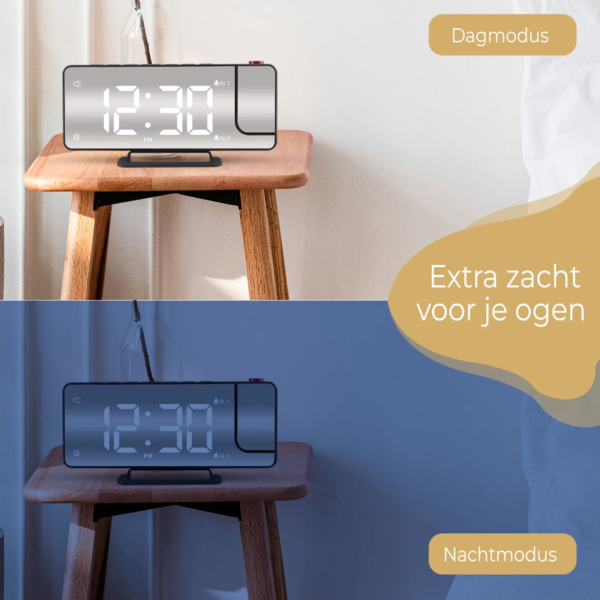 Projectie wekker - Zacht voor de ogen - Zwart - Luxime®