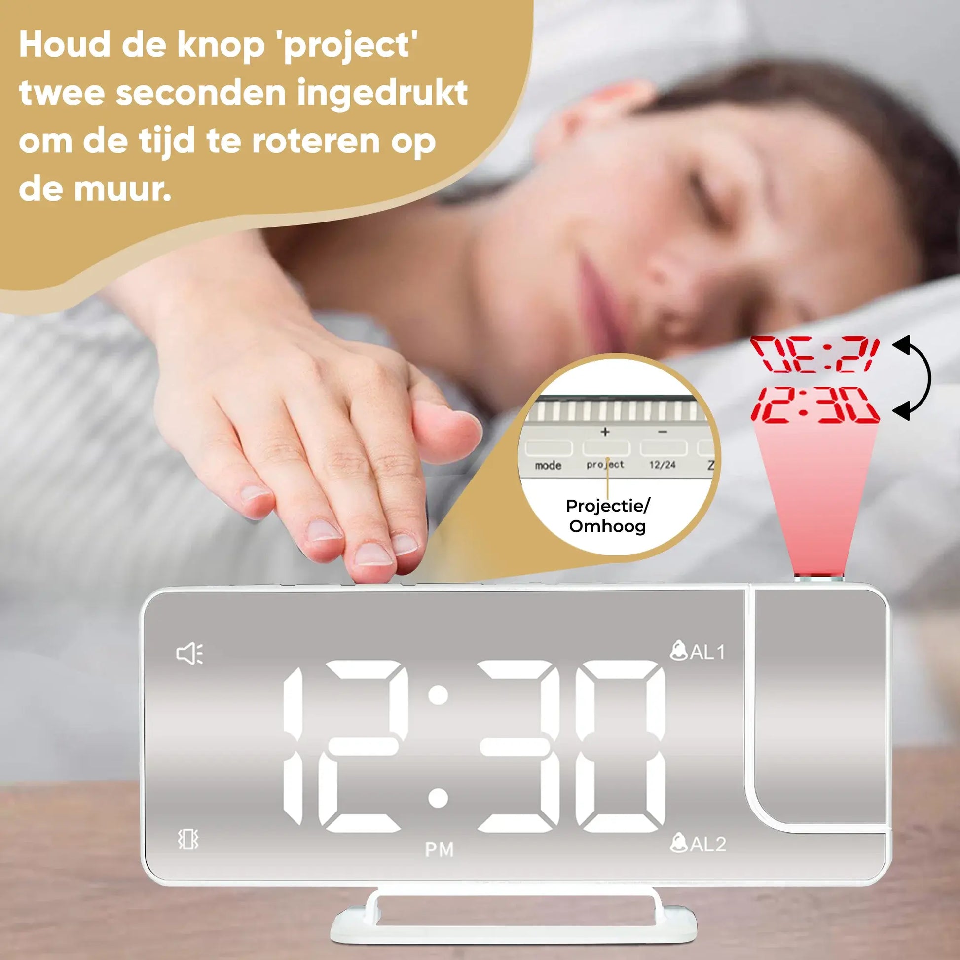 Projectie wekker - Zacht voor de ogen - Wit - Luxime®