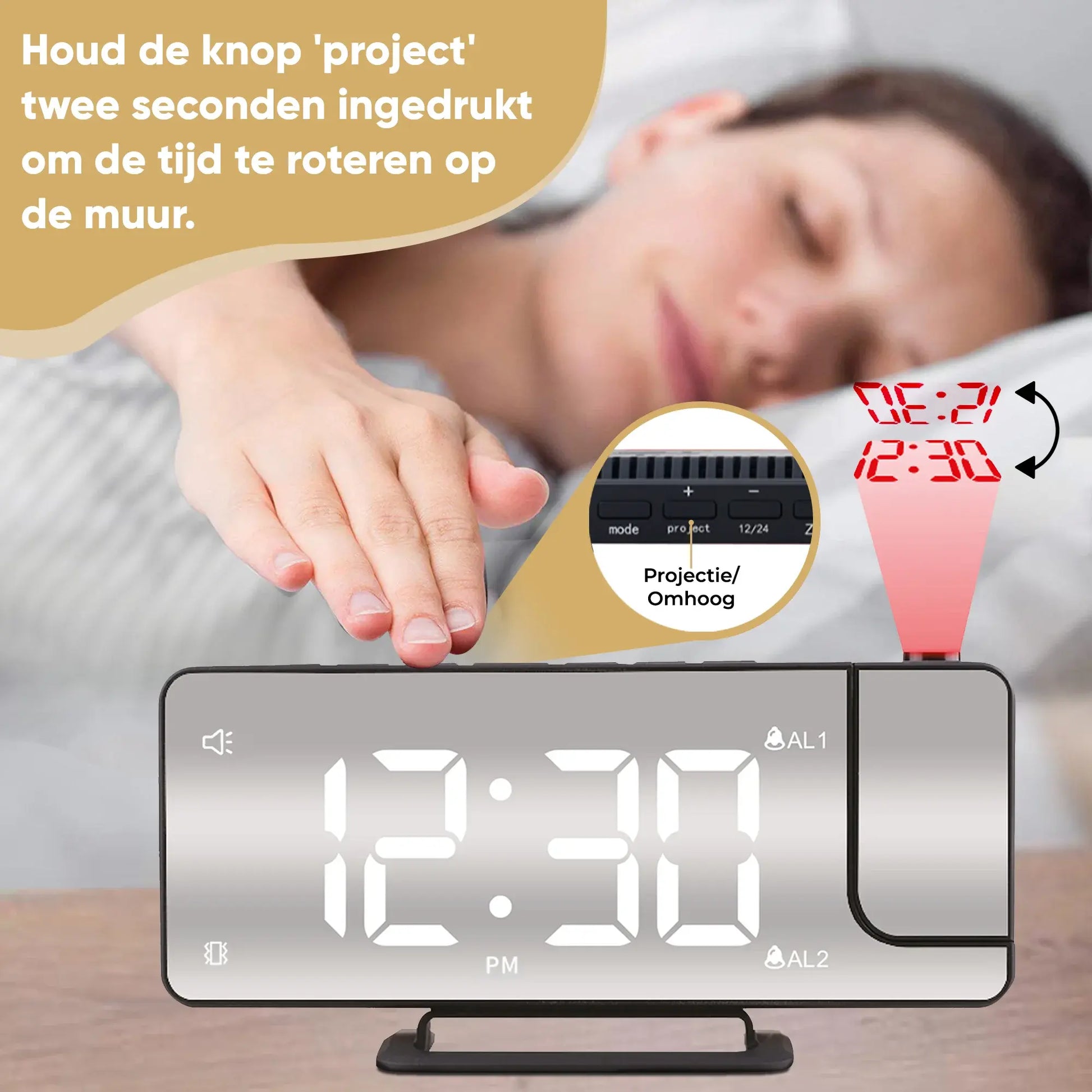 Projectie wekker - Zacht voor de ogen - Zwart - Luxime®